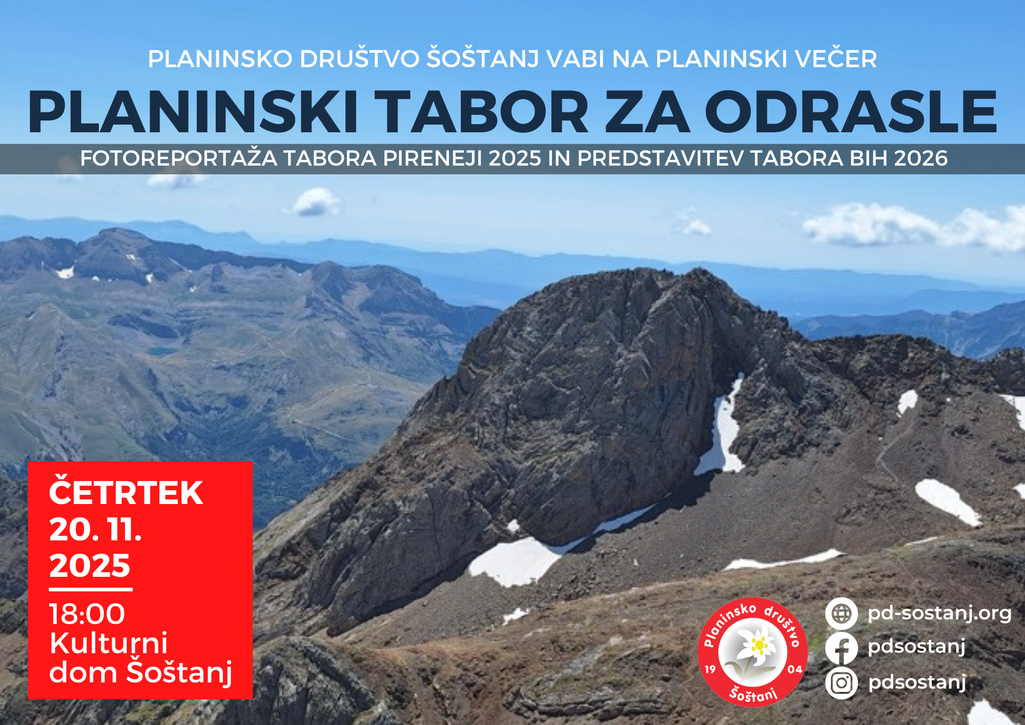 Planinsko društvo Šoštanj | Planinski večer - tabor za odrasle