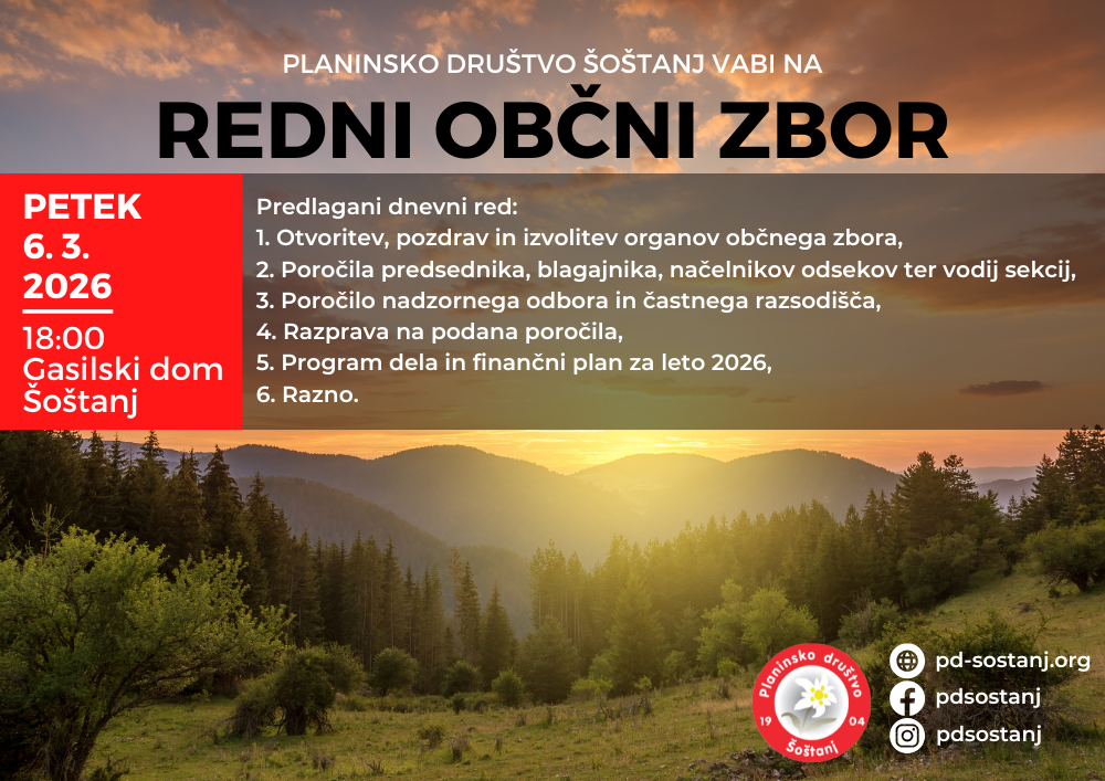 Planinsko društvo Šoštanj | Občni zbor PD Šoštanj